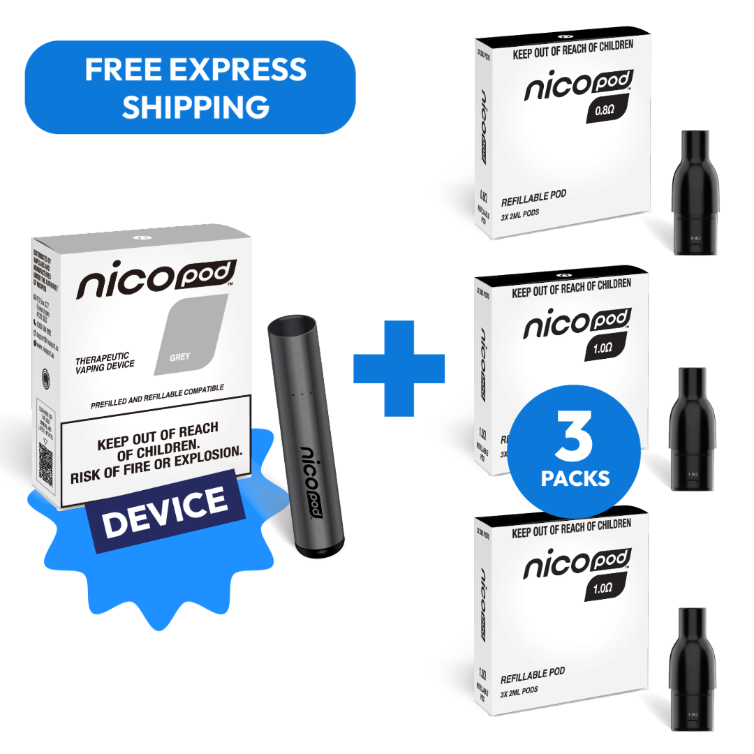NICOPOD® DEVICE & 3 PACK REFILLABLE PODS STARTER PACK