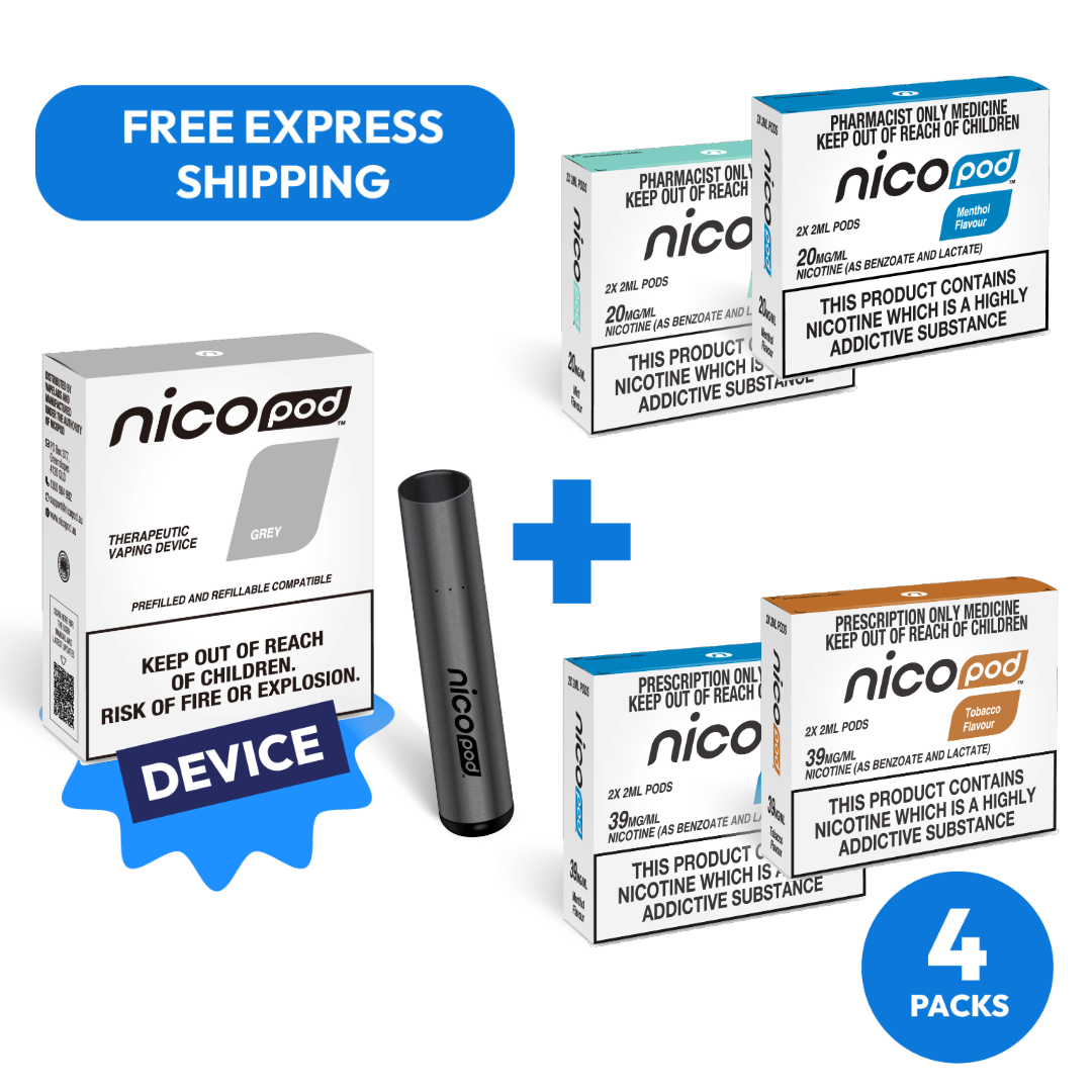 NICOPOD® DEVICE & 4 PACK PRE-FILLED PODS STARTER PACK