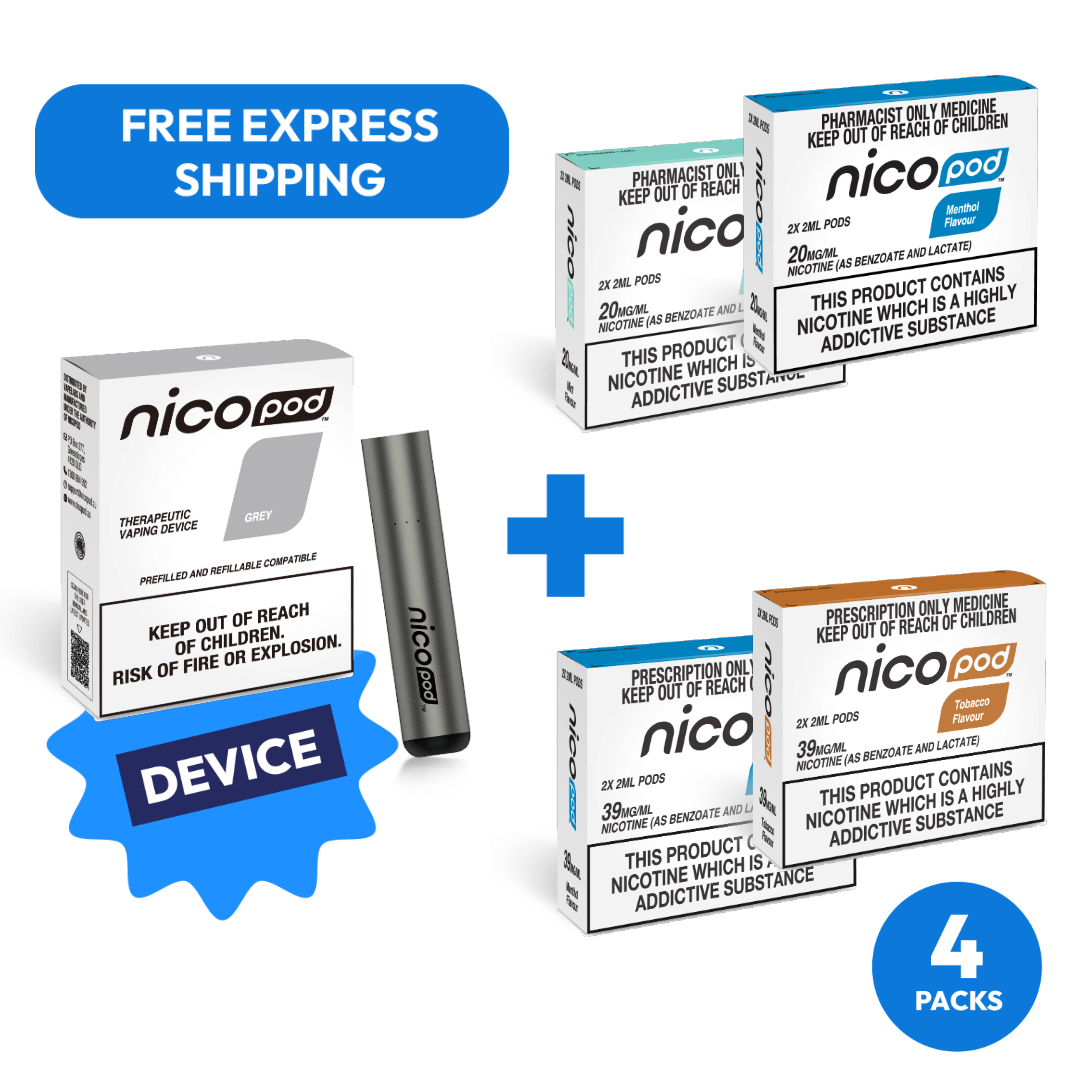 NICOPOD® DEVICE & 4 PACK PRE-FILLED PODS STARTER PACK