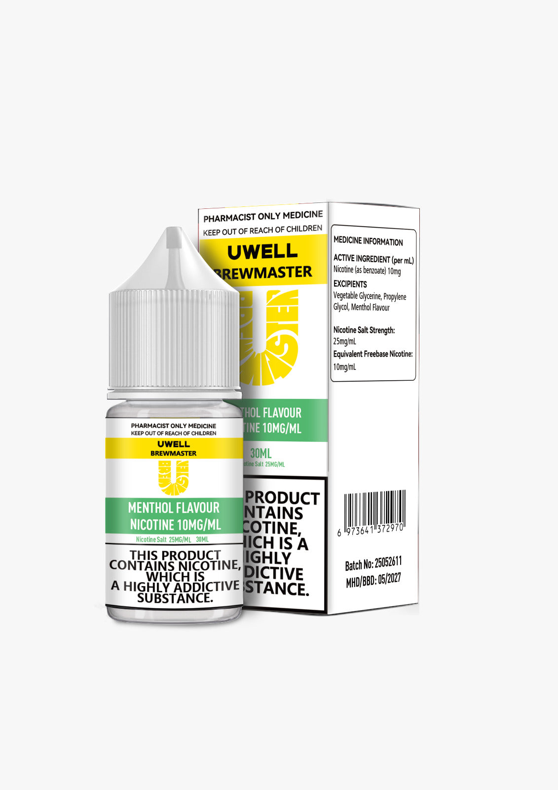 UWELL BREWMASTER MENTHOL NICOTINE SALTS (30ML BOTTLE)